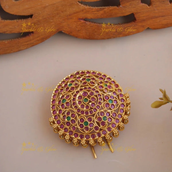 Kemp Gold Flower Hair Pin with Elegant Gold Drops – Sparkle and Glow