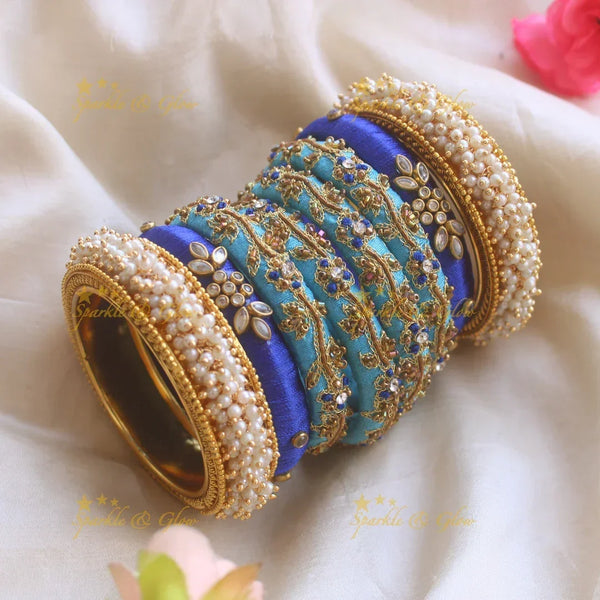 Cluster Pearl & Kundan Bridal Bangles Set – Sparkle and Glow