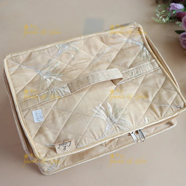Cream Leaf Design Jewelry Organizer | Spacious Sections – Sparkle and Glow
