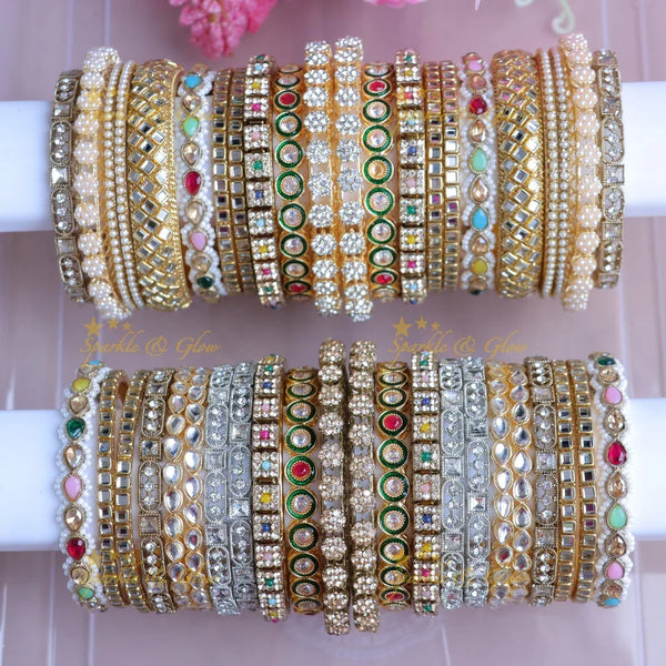 Stunning Multicolored Metal Bangles Combo with Stones – Sparkle and Glow