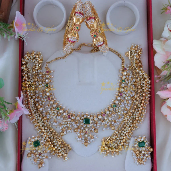 Exquisite Floral Gutta Pusalu Semi Bridal Jewellery Set