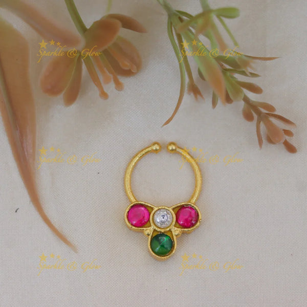 Stunning Multi-Color Stone Nose Ring for Festive Elegance – Sparkle and ...